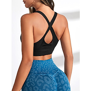 Verdusa Women's Criss Cross Back Scoop Neck Sleeveless Ribbed Sport Tank Top Black M