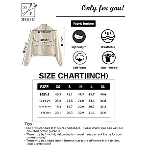 Megfie Womens Cropped Bomber Jacket Button Down Varsity Jackets Shackets With Pockets(0394-DarkBlue-M)