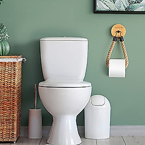Bambouandco, Bamboo Toilet roll Holder, Without Drilling or with Drilling, Bathroom or Toilet Decoration, Hemp Rope, Handmade.
