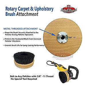 DETAIL DIRECT Carpet Shampoo Scrub Brush, 5'' Wood Block Brush for Rotary Buffers - Polishers