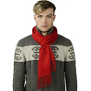 CANDOR AND CLASS Women's 100% Pure Cashmere Scarf, Solids, Plaids, Soft Cashmere Scarfs for Women and Men, Gift Box (Solid Red)