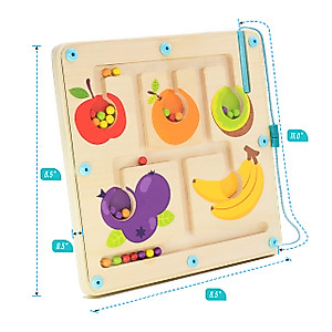 Pidoko Kids Color Sorting Fruits Magnetic Maze - Montessori Educational Toys for Toddlers - Learning Fine Motor Skills for Preschoolers