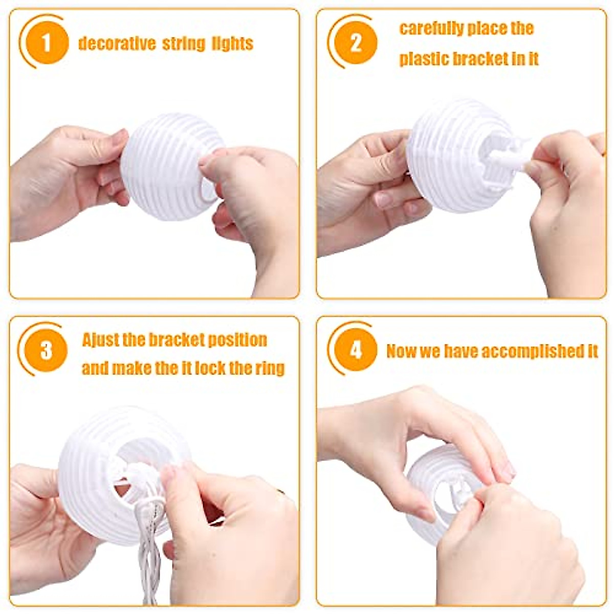 Vigdur Lantern - String Lights Waterproof Connectable Nylon Hanging Lantern String Lights Plug in White Decorative Lights for Patio Wedding Party Bedroom Indoor Outdoor Use,9.84FT