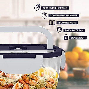 Vovoir Electric Heating Lunch Box 60W 110V/12V/24V 3 in 1 Portable Food Warmer Lunch Heater for Car Truck Home Work,Heated Lunch Boxes for Adults-Leak Proof,Removable Stainless Steel Food Container