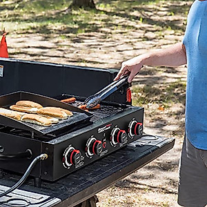 Royal Gourmet 4- Burner Portable Propane Griddle Grill Combo tailgater Griddle Flat Top Propan Gas Grill, Black, GD4002TB