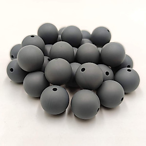 100pcs Dim Gray Color Silicone Round Beads Sensory 15mm Silicone Pearl Bead Bulk Mom Necklace DIY Jewelry Making Decoration