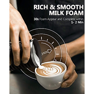 KINGTOO Coffee Maker with Milk Frother, Single Serve Coffee Maker for K-Cup Pod & Ground Coffee, Compact Coffee Maker 2 in 1 with Self Cleaning, Fast Brewing (Black