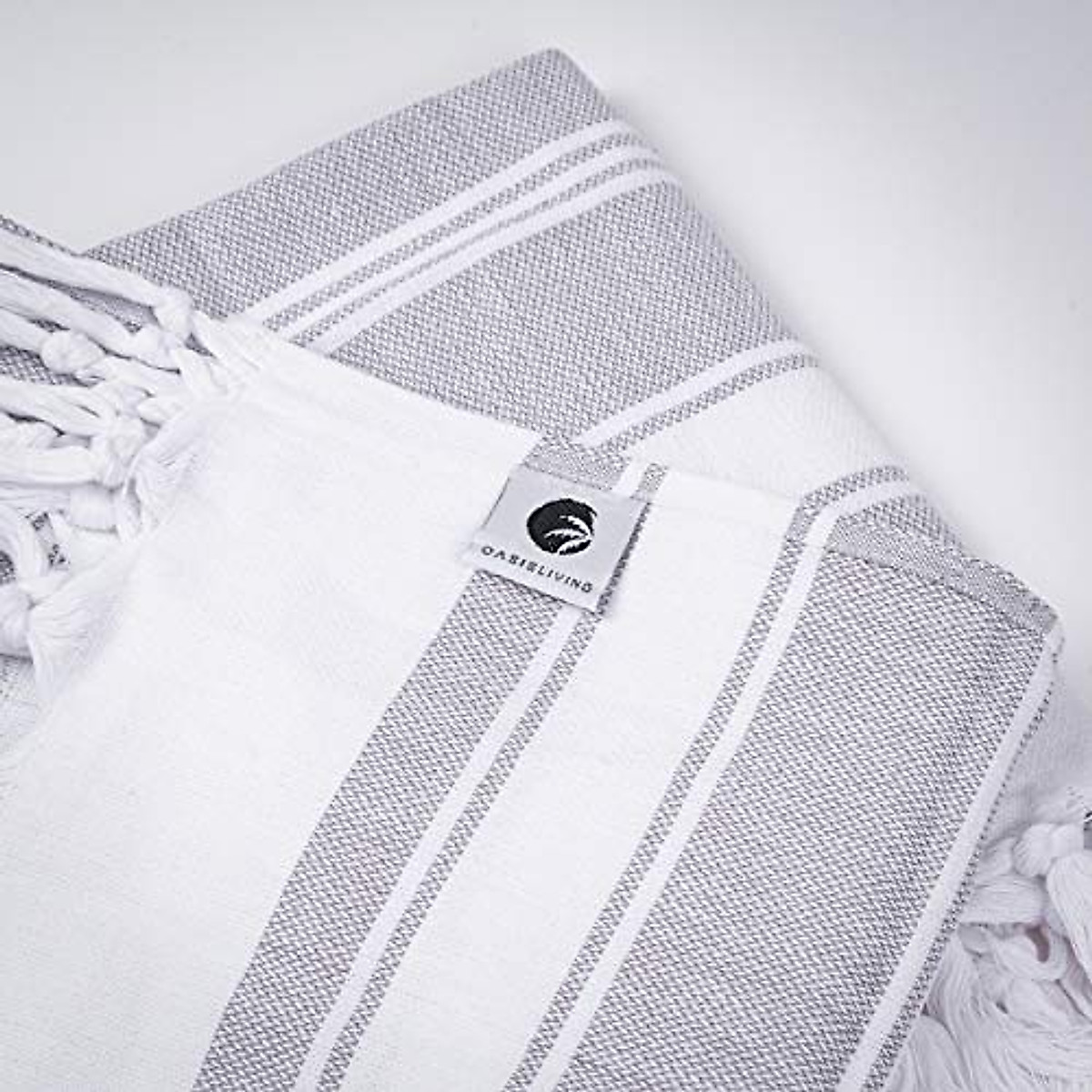 Oasis Living Turkish Style Hand Towel 100% Cotton | Set of 4 | Premium Towels for Kitchen, Bathroom, Gym, Face | Tea and Dishcloth (Grey)