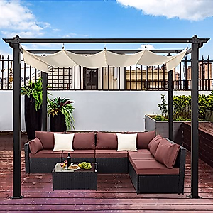 AVAWING 10x10 Outdoor Pergola, Retractable pergola Canopy Garden Gazebo, Aluminum Frame Grape Trellis with Sun Shade Cover