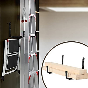 Ihomepark Heavy Duty Garage Storage Utility Hooks with Jumbo Arm, Wall Mount Garage Brackets Hanger & Organizer for Ladder Tool Chair Hose(6 Pack - Black)