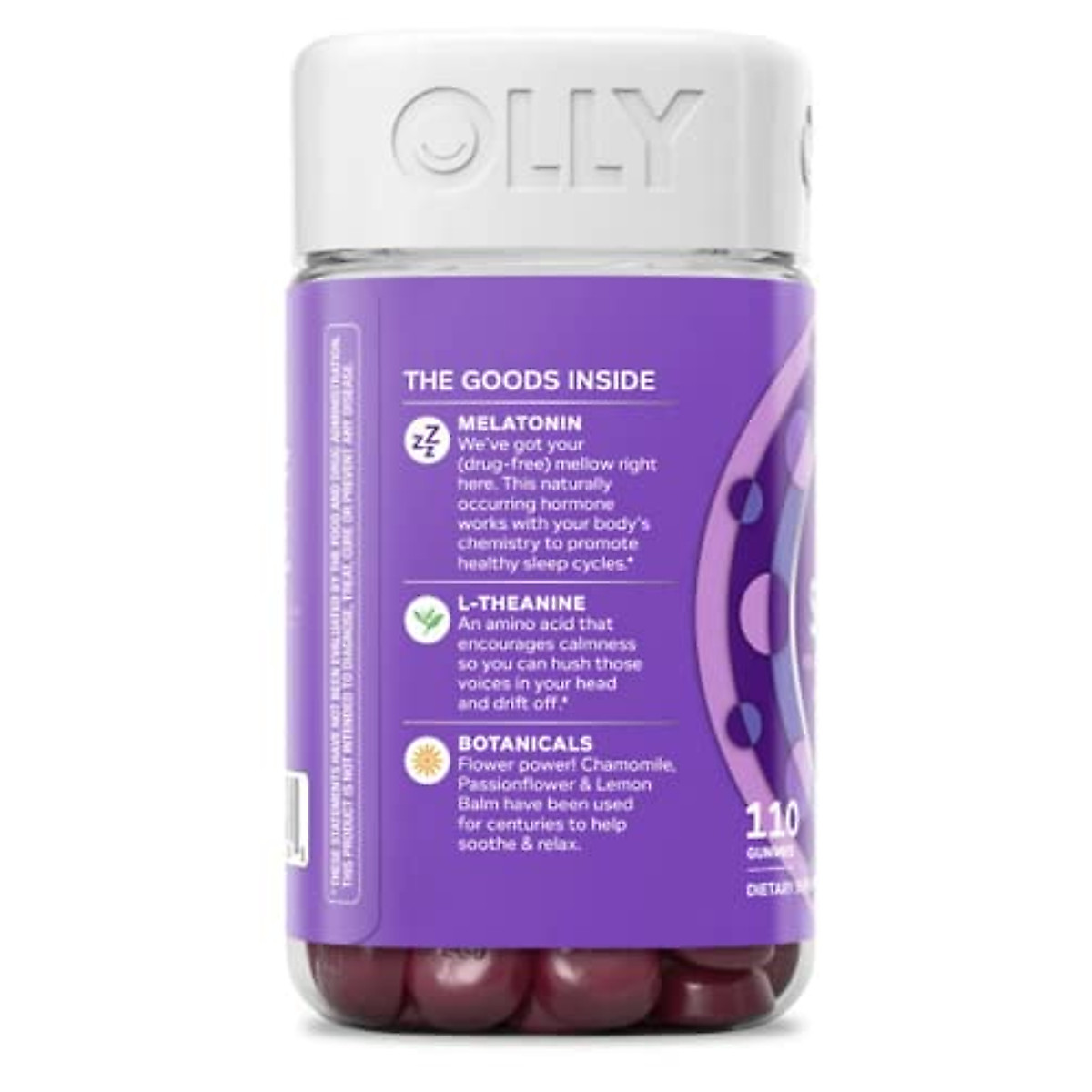 OLLY Restful Sleep Gummy Supplement with Melatonin & L-theanine Chamomile, BlackBerry Zen, (55 Day Supply) Supports A Healthy Sleep Cycle* Packaging May Vary (110 Gummies)