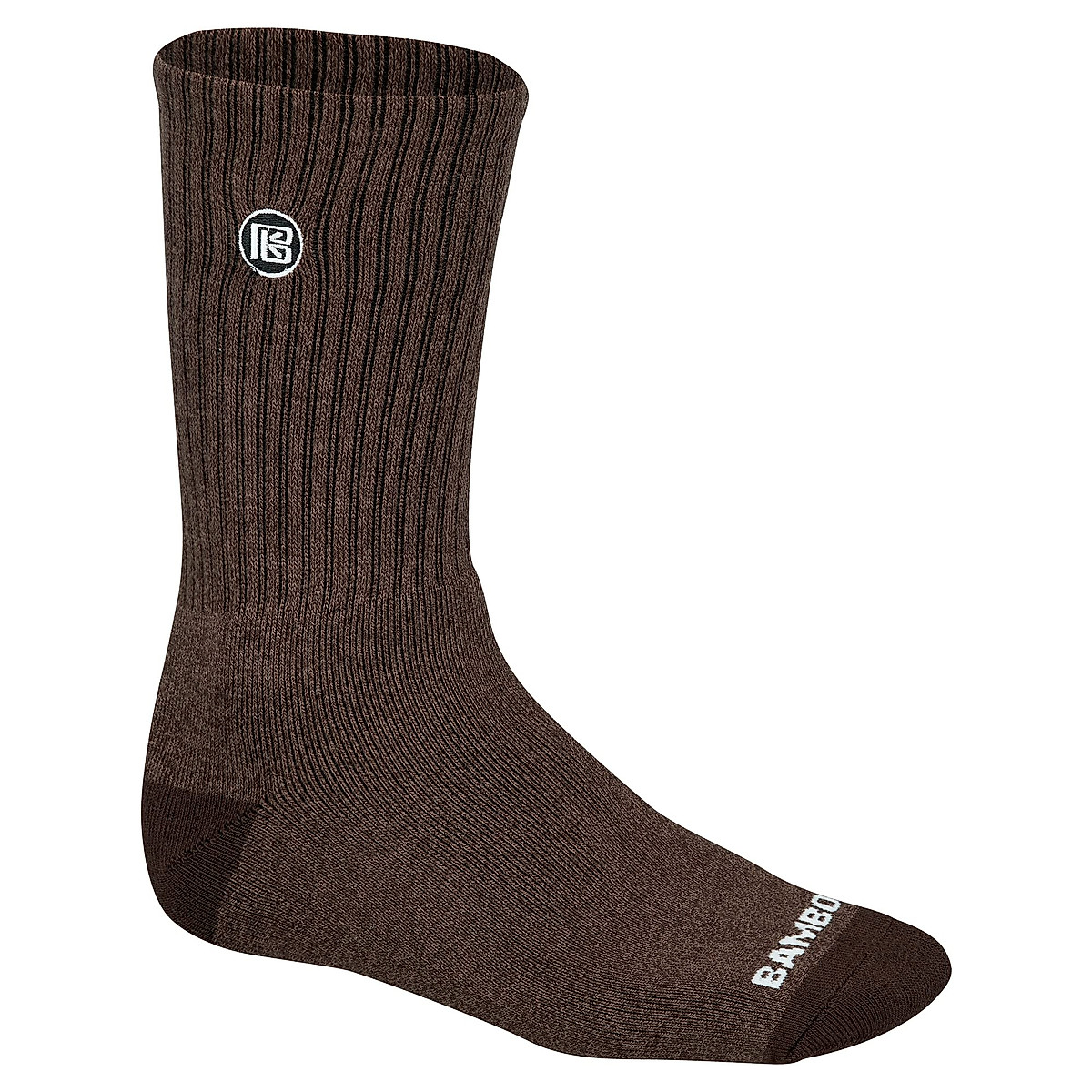 Bamboo Sports Premium Bamboo Crew Work Socks- Moisture Wicking, Odor Eliminating Brown Tweed Crew Socks for Men Size 9-12 - 3 Pair