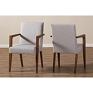 Baxton Studio Andrea Upholstered Arm Chair in Gray Beige (Set of 2)