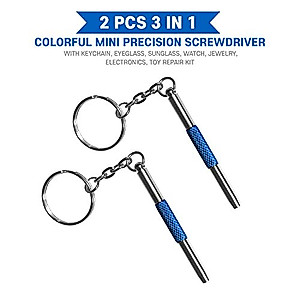 Eyeglass Repair Screwdriver Kit Keychain-2PCS 3 in 1 Colorful Mini Precision Screwdriver with Keychain-Eyeglass, Sunglass, Watch, Jewelry, Electronics, Toy Repair Kit (PURPLE)