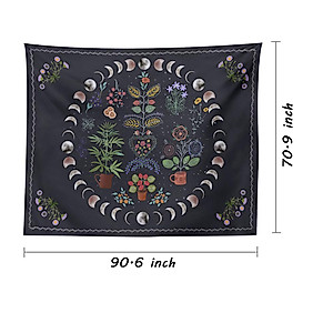 XGXL Botanical Moon Phase Tapestry - Floral Plants Boho Tapestry Wall Hanging Bohemian Mandala Wall Tapestry for Bedroom Aesthetic Home Dorm