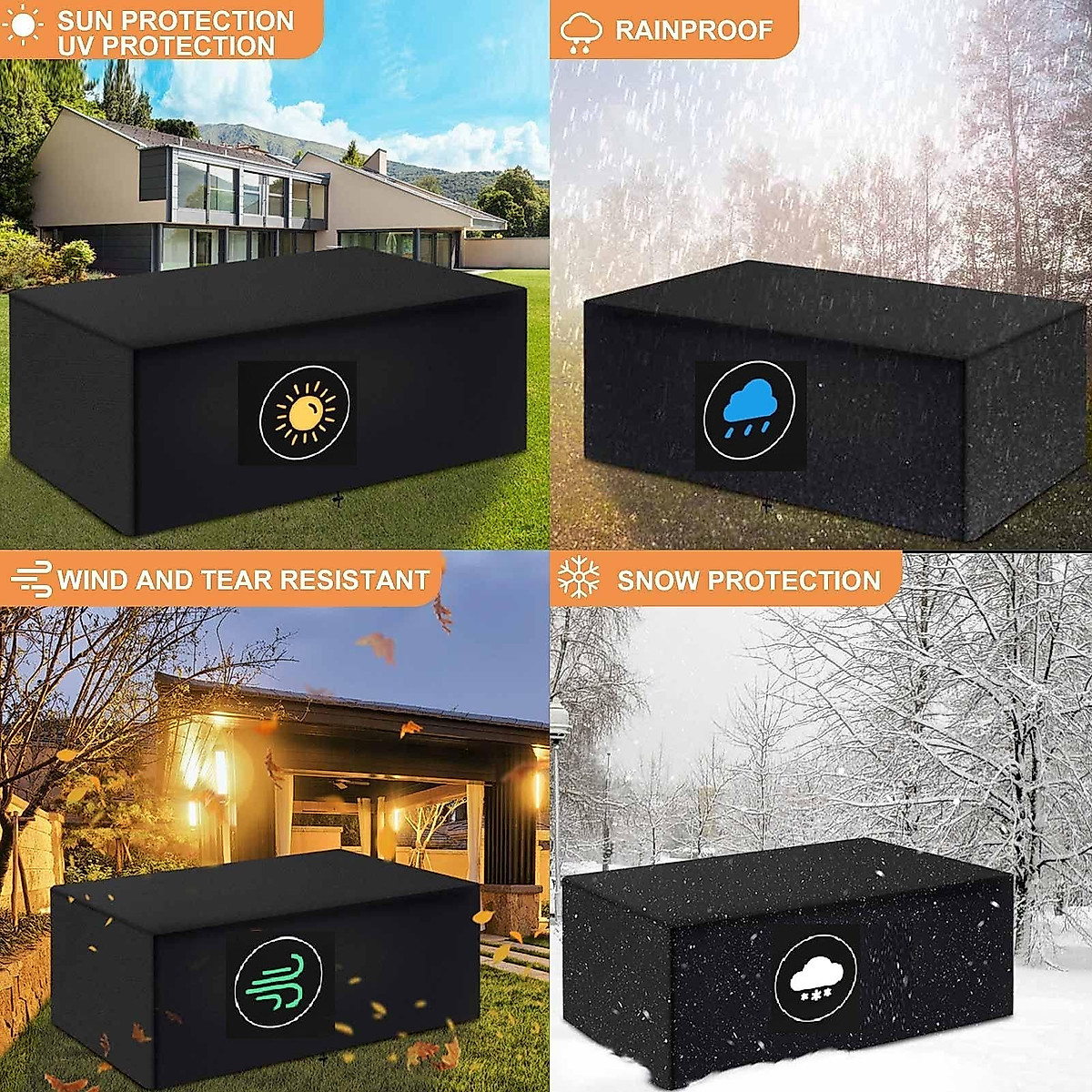 Patio Table and Chair Covers 136x110x33in/345x280x85cm/LxWxH Patio Covers for Outdoor Furniture Waterproof Outdoor Furniture Cover Heavy Duty Patio Furniture Covers Outdoor Sectional Sofa Set Cover