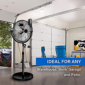 Simple Deluxe 20 Inch Pedestal Standing Fan, High Velocity, Heavy Duty Metal For Industrial, Commercial, Residential, Greenhouse Use