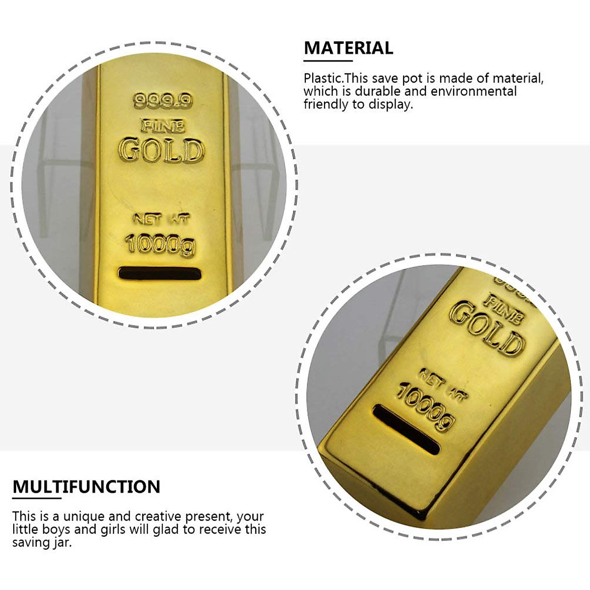 Kisangel Bar Bank Bar Piggy Bank Brick Saving Money Box Wealth Good Luck Success Decor for Kids Children Easter Birthday Party Favor