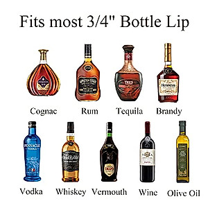 10 Pack Liquor Bottle Pourers, Stainless Steel Pour Spouts with Long Dust Caps Covers, Seal Pour Spout and Air Vent Tube, Hygienic, Dishwasher Safe.