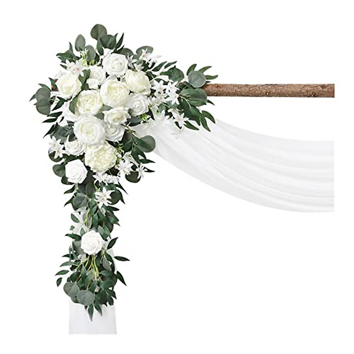 SOJOCK Artificial Wedding Arch Flowers Kit, 2 Pcs Floral Arrangement, 1 Pcs Fabric Drap, for Wedding Ceremony Bouquets and Reception Backdrop Decoration,DIY Garden Craft Art Decoration