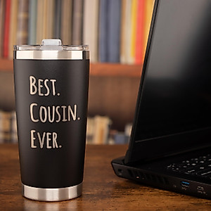 JENVIO Cousin Gifts | Best Cousin Ever | Stainless Steel Tumbler with Two Lids Straws and Gift Box | Unique Favorite Mug for Women Men | Female Birthday Valentine's Day