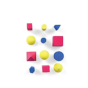 hand2mind Foam Geometric Solid Blocks, Assorted Colors, 3D Shapes (Set of 12)