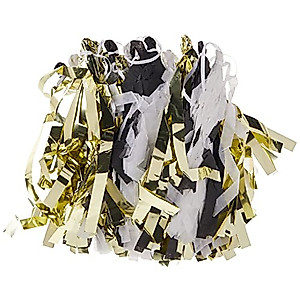 Unique Tissue Tassel Garland, 9 Ft, Gold, Black & White