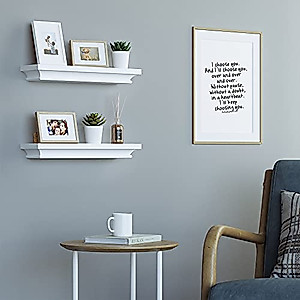 brightmaison BGT Pure Crown Molding Floating Shelves, Wall Decor for Living Room, Picture Ledge & Plant Shelf, Wall Shelf Set of 2, White