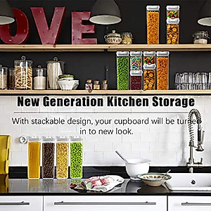 NUMYTON Airtight Food Storage Containers - 4Pcs - Pantry Organization and Storage- BPA-Free - Cereal Containers Storage Set - for Cereal, Corn Flakes, Pasta, Spaghetti, Sugar & Flour