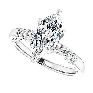 JEWELERYIUM 4 CT Marquise Cut Colorless Moissanite Engagement Ring, Wedding/Bridal Ring Set, Solitaire Halo Style, Solid Sterling Silver Vintage Antique Anniversary Promise Ring Gift for Her (6.5)