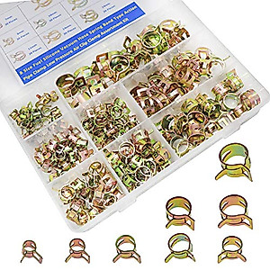 8 Size Spring Band Type Action Fuel/Silicone Vacuum Hose Pipe Clamp Low Pressure Air Clip Clamp Assortment Kit -160Pcs(10 x 7mm 8mm 10mm 11mm 12mm 14mm 16mm 17mm) Yellow