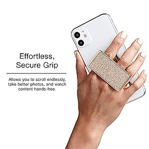 HANDL New York Champagne Glitter HANDLstick Silver Glitter Grip and Stand for Smartphone