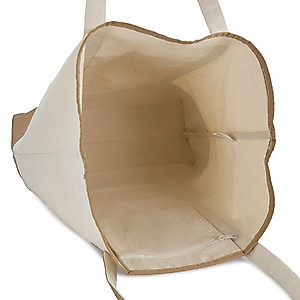 DALIX Women's Natural Tote Bag Shoulder Bags Brown With Monogram Letter T