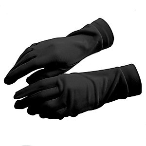 C.J.S. Women's 100% Mulberry Silk Short Gloves Liners Gloves Inner Lady's Gloves-Black