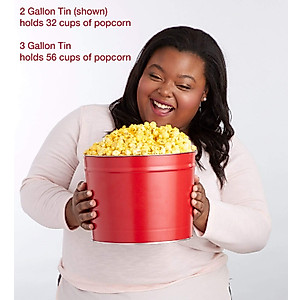 The Popcorn Factory Popcorn Gift Tin, Simply Red, 3.5 Gallons (Robust Cheddar, Butter, Caramel)