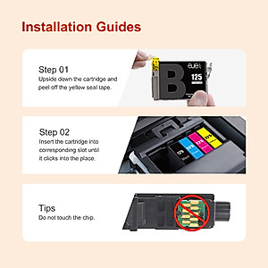ejet 125 Remanufactured Ink Cartridge Replacement for Epson 125 T125 for Stylus NX125 NX127 NX230 NX420 NX530 NX625 Workforce 320 323 325 520 Printer (1 Black | 1 Cyan | 1 Magenta | 1 Yellow), 4 Pack