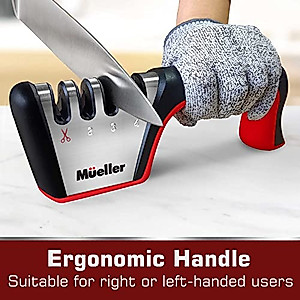 Mueller 4-in-1, 4-Stage Best Knife Sharpener for Hunting, Heavy Duty Diamond Blade Really Works for Ceramic, Steel Knives and Scissors