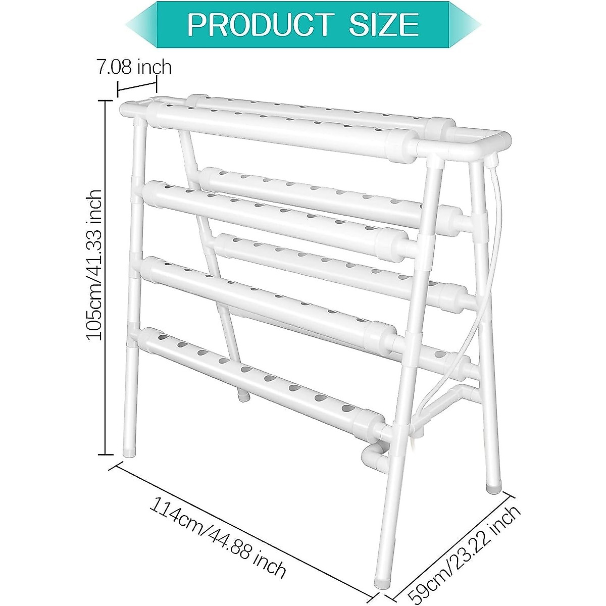 Hydroponic Grow Kit Hydroponics Growing System 4 Layers 72 Plant Sites Food-Grade Pipes Hydroponic Planting Equipment with Water Pump