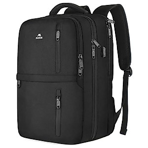 MATEIN Travel Laptop Backpack, 15.6 Inch Large Business Flight Approved Carry on Backpack with USB Port, TSA Computer Backpack for Women & Men, Waterproof Overnight Daypack for Work College, Black