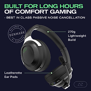 ACEZONE A-Spire - ANC Gaming Headset - Active Noise Cancellation - Noise Cancelling Flip-to-Mute Microphone - Mobile App - Lightweight - Windows PC - PS4 - PS5 - Xbox - Switch - Android - iOS - Mac