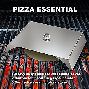 Skyflame Universal Stainless Steel Pizza Oven Kit with Stone for Most Gas Grills and Pellet Grill Conversion Kit, 22x15 Inches