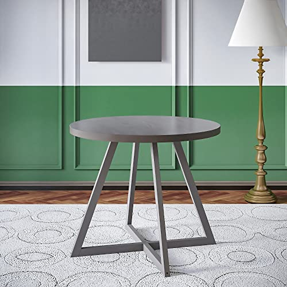 Knocbel Mid-Century Modern Round Dining Table with X-Shaped Base, Ideal for Small Spaces, 200lbs Weight Capacity, 36" Dia x 30" H (Gray)