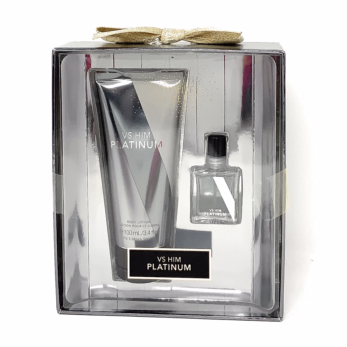 Victoria's Secret Eau de Parfum .25 oz. & Fragrance Lotion 3.4 oz Mini Perfume Gift Set, Very Sexy Platinum for Him