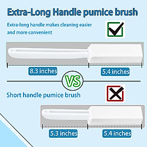 2 Pack Pumice Stone for Toilet Cleaning, Extra Long Handle for Removing Bowl Ring, Pool, Bathroom, Toilet Brush (White)