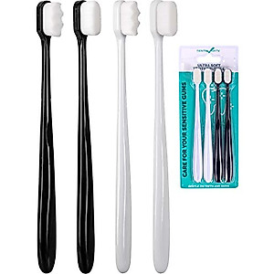 Extra Soft Toothbrush, Nano Toothbrush For Sensitive Gums, Extra Soft Toothbrushes Adult Sensitive Teeth Manual, Ultra Soft Toothbrush for Extra Protection Gum Care, Perfect for Kids & Adults (4 Pack)