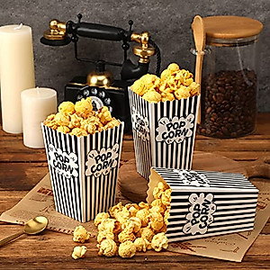 Paper Popcorn Bags, DECYOOL 45 Popcorn Bags Black and White Movie Night Popcorn Boxes Mini Pop Corn Buckets and Container for Home,Carnival Party, Decorations