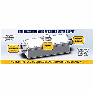 RV Inline Sanitizer - The Easiest way to HELP YOU disinfect your RV Fresh Water Tank, NO MESS, NO MOVING PART, just connect with the Hose and add Bleach