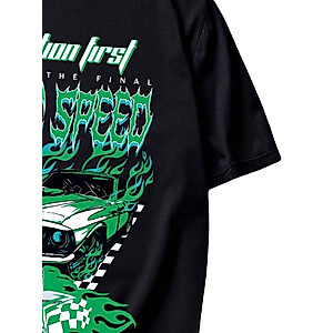 SOLY HUX Men's Graphic Tees Letter Print Vintage T-Shirts Short Sleeve Crewneck Casual Summer Tee Top Black Car Graphic L