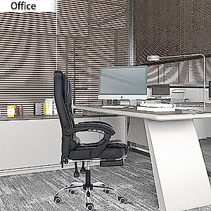 anjsindra Ergonomic Executive Office Chair with Footrest, PU Leather Task Chair with High Back Adjustable Height Modern Desk Chair, Black (Ergonomic Executive Office Chair, Black)