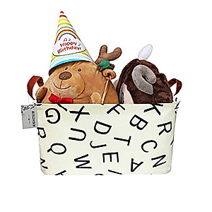 Storage Basket,Nursery Hamper Canvas Laundry Basket Foldable with Waterproof PE Coating Storage for edroom, Closet, Kid's Toys, & Laundry (Alphabet)